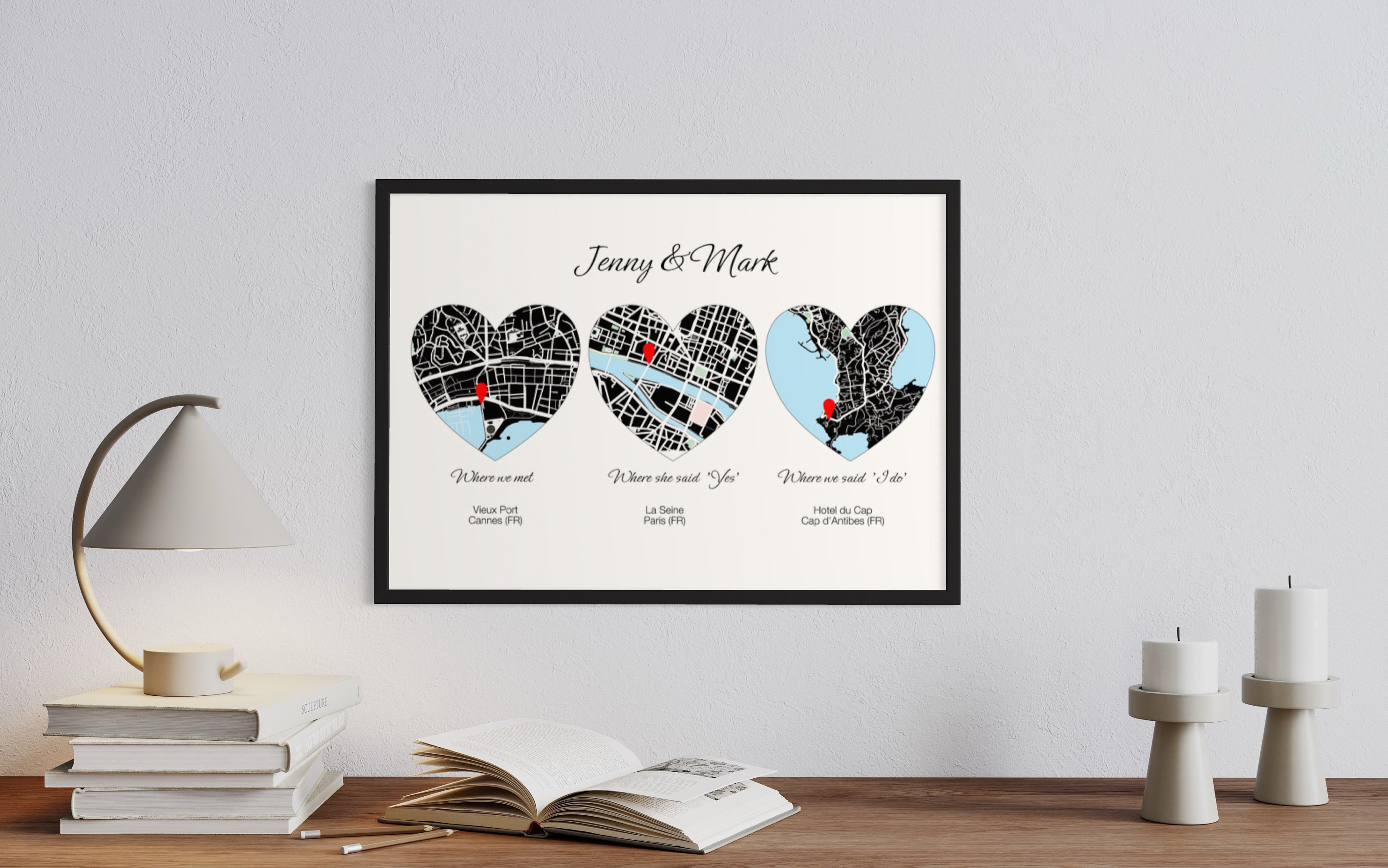 Met Engaged Wedding Map, Personalised Map Print, Custom Location ...