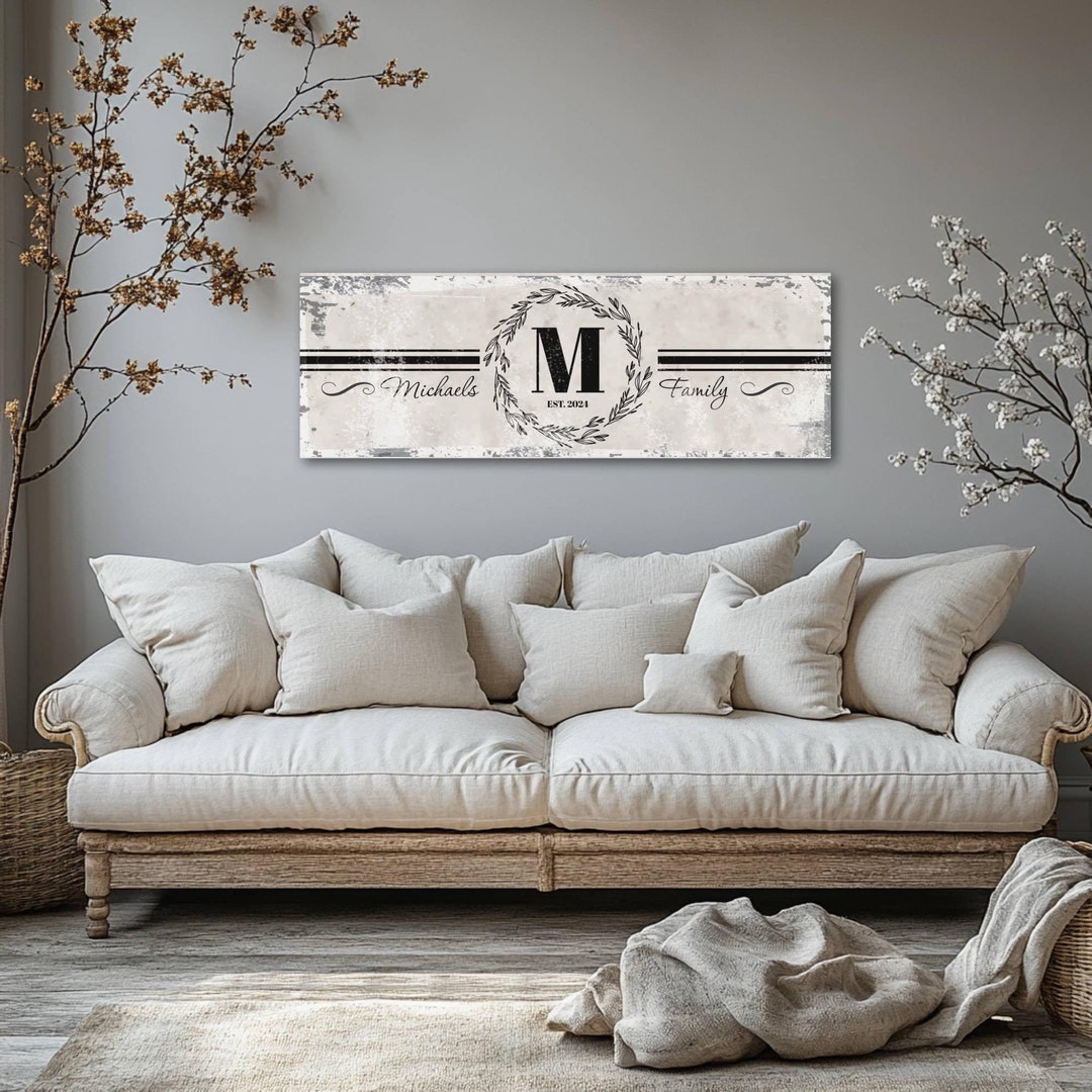 Family Last Name Sign, Cottage Core Last Name Wall Canvas, Family ...