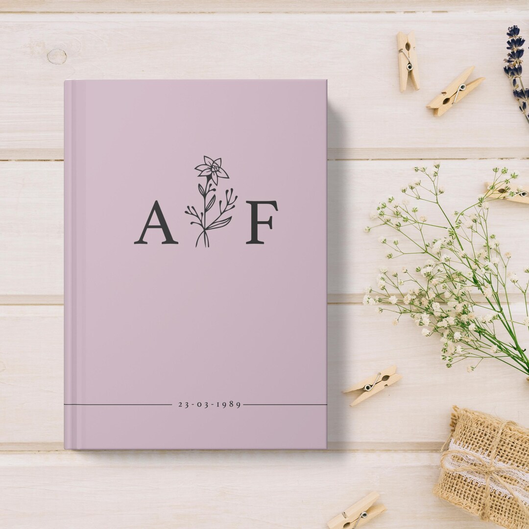 Custom Monogrammed Birth Flower Journal, Personalized Initials Notebook ...
