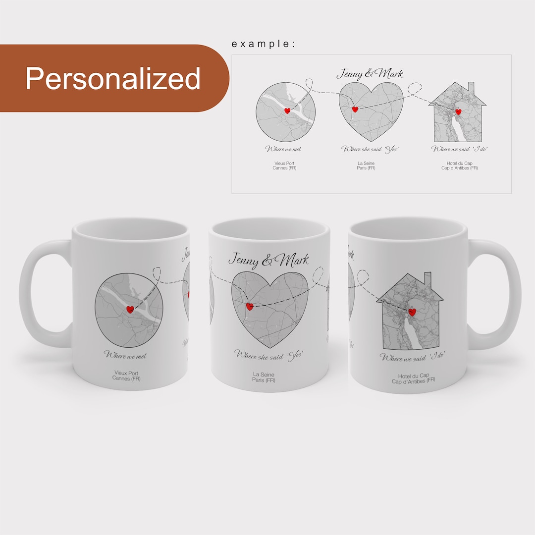 Personalized Map Coffee Mug, Custom Housewarmings Gift, Any Country ...