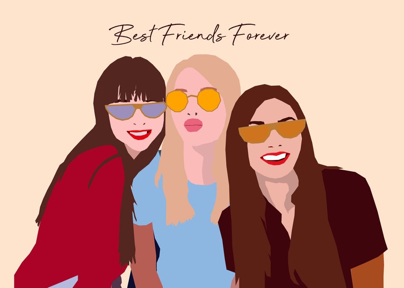 Best Friends Custom Faceless Minimalist Portrait, ASAP, Digital ...