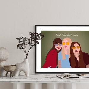 Best Friends Custom Faceless Minimalist Portrait, ASAP, Digital ...