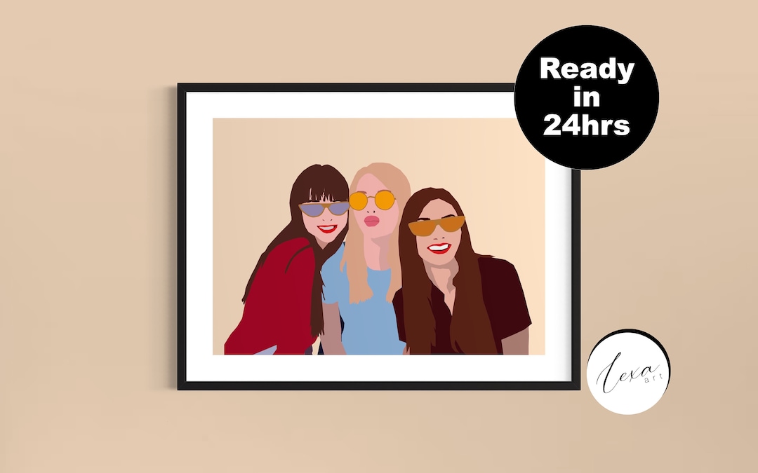 Best Friends Custom Faceless Minimalist Portrait, ASAP, Digital ...