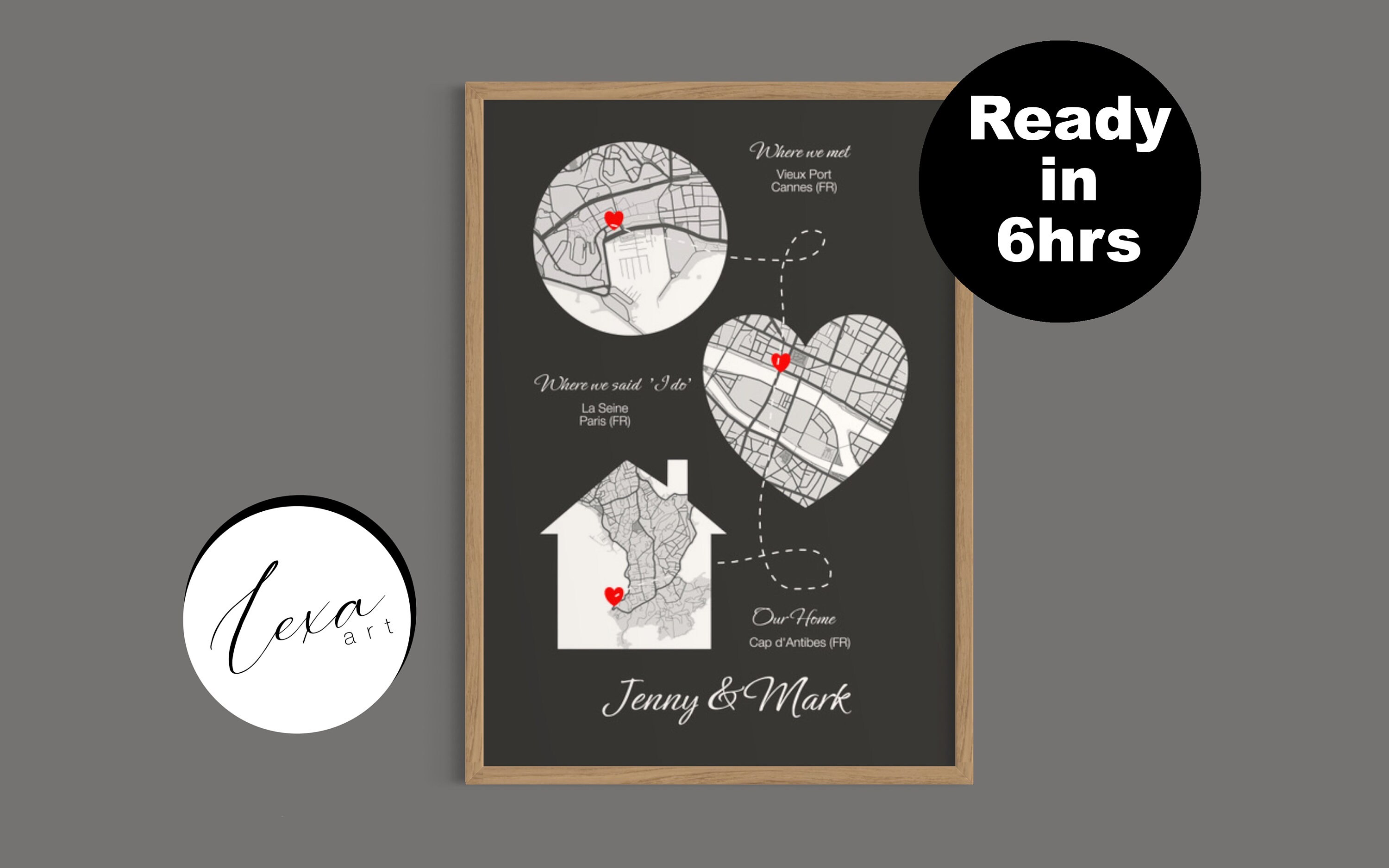 Personalised Map Print, Our Story Map Custom Location Met Married Home Minimal Custom Vertical ...