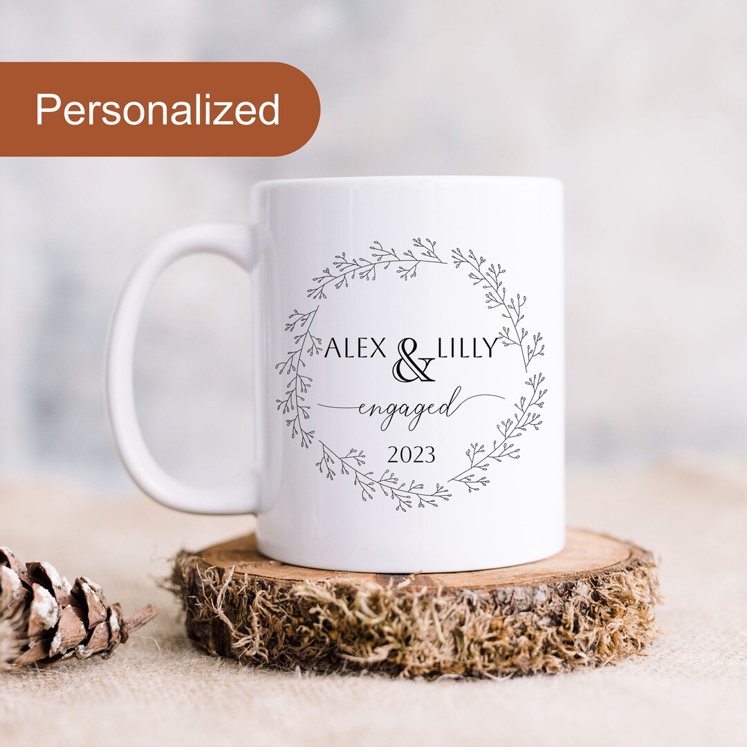 Couples Engaged Coffee Mug, Personalized Couples Anniversary Gift ...