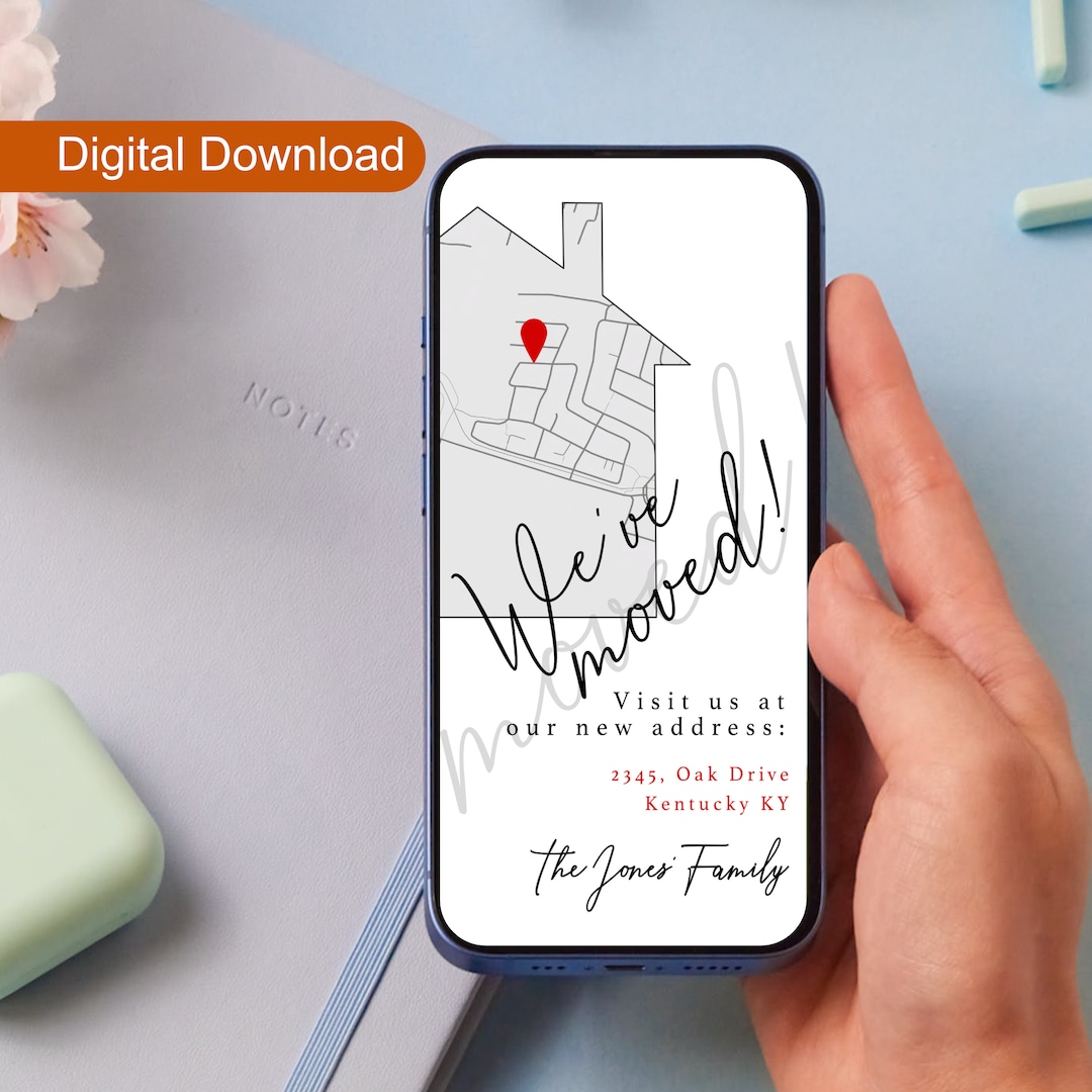 Custom Moving Announcement Digital Card, Personalized New Address Ecard ...