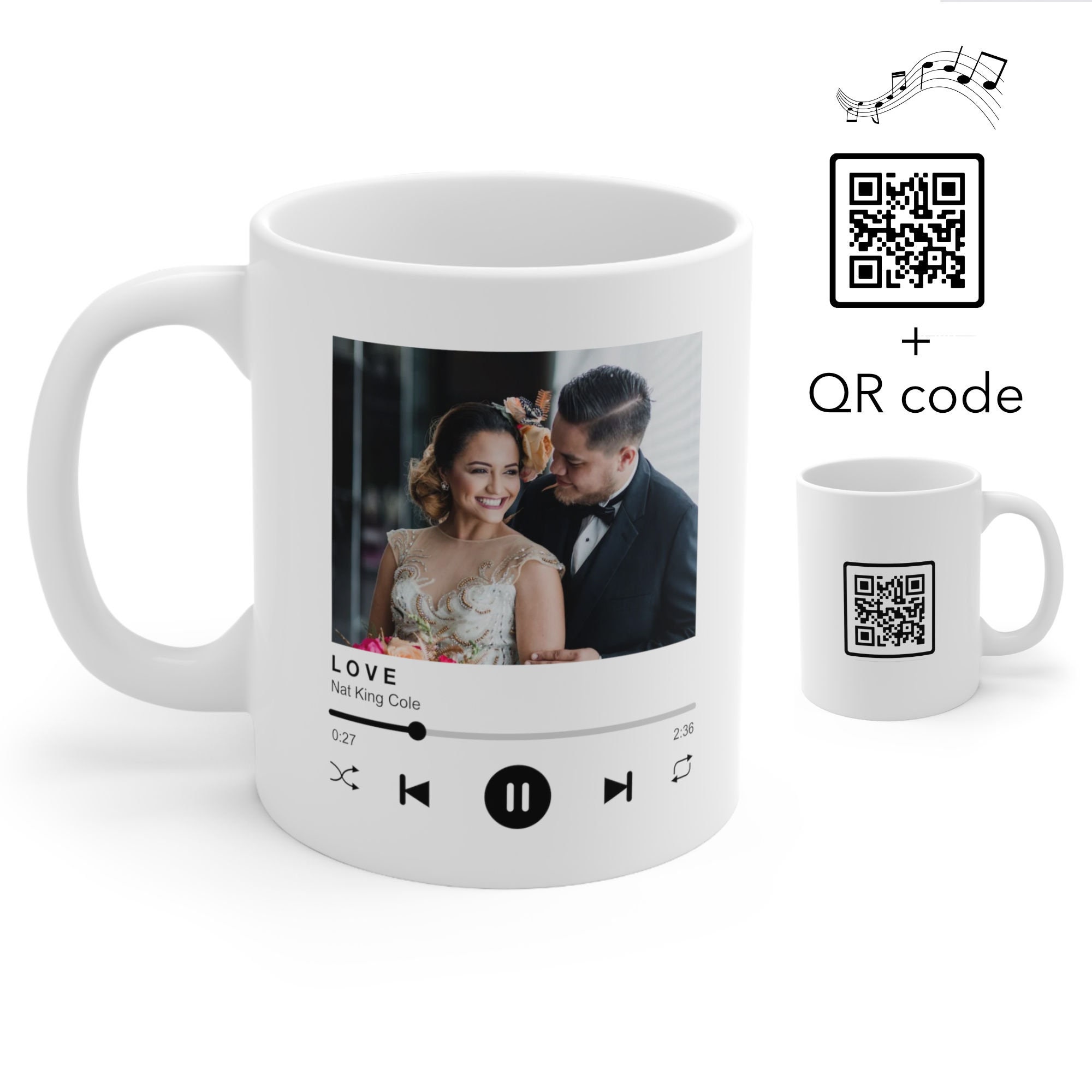 Personalised Couples Song Mug, Any Photo or Song, Any Playlist, Photo ...