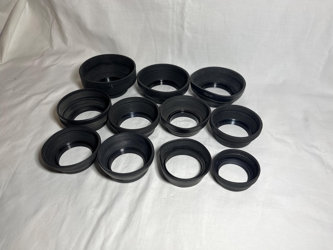 Vintage Rubber Collapsible Sun Hoods for Camera Lenses. Variable Sizes ...