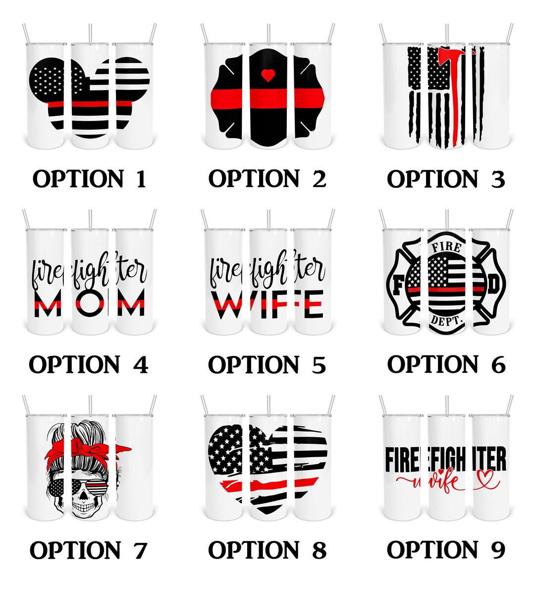 20 Ounce Skinny Tumbler Fire Department First Responder Fire Mom Fire Wife Thin Red Line - Etsy