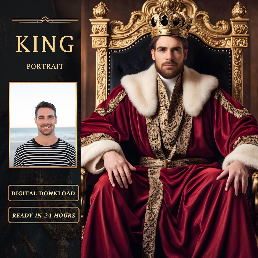 Custom King Portrait From Photo Custom Historical Portrait Royal ...