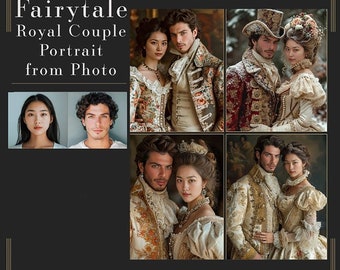 Regal Custom King and Queen Portraits, Personalized Royal Couple Art ...