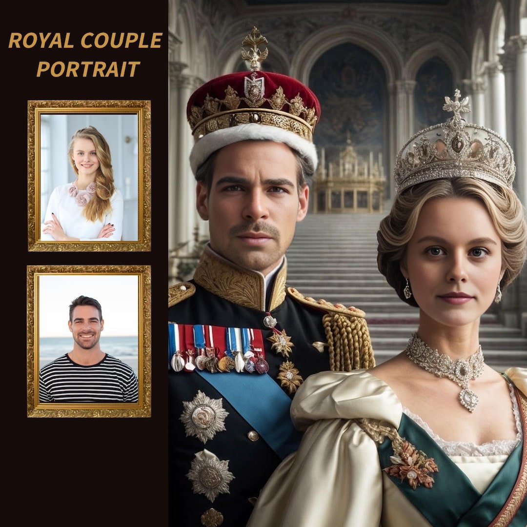 Couple Royal Portraits From Photo Best Gift for Couple Custom Couple ...