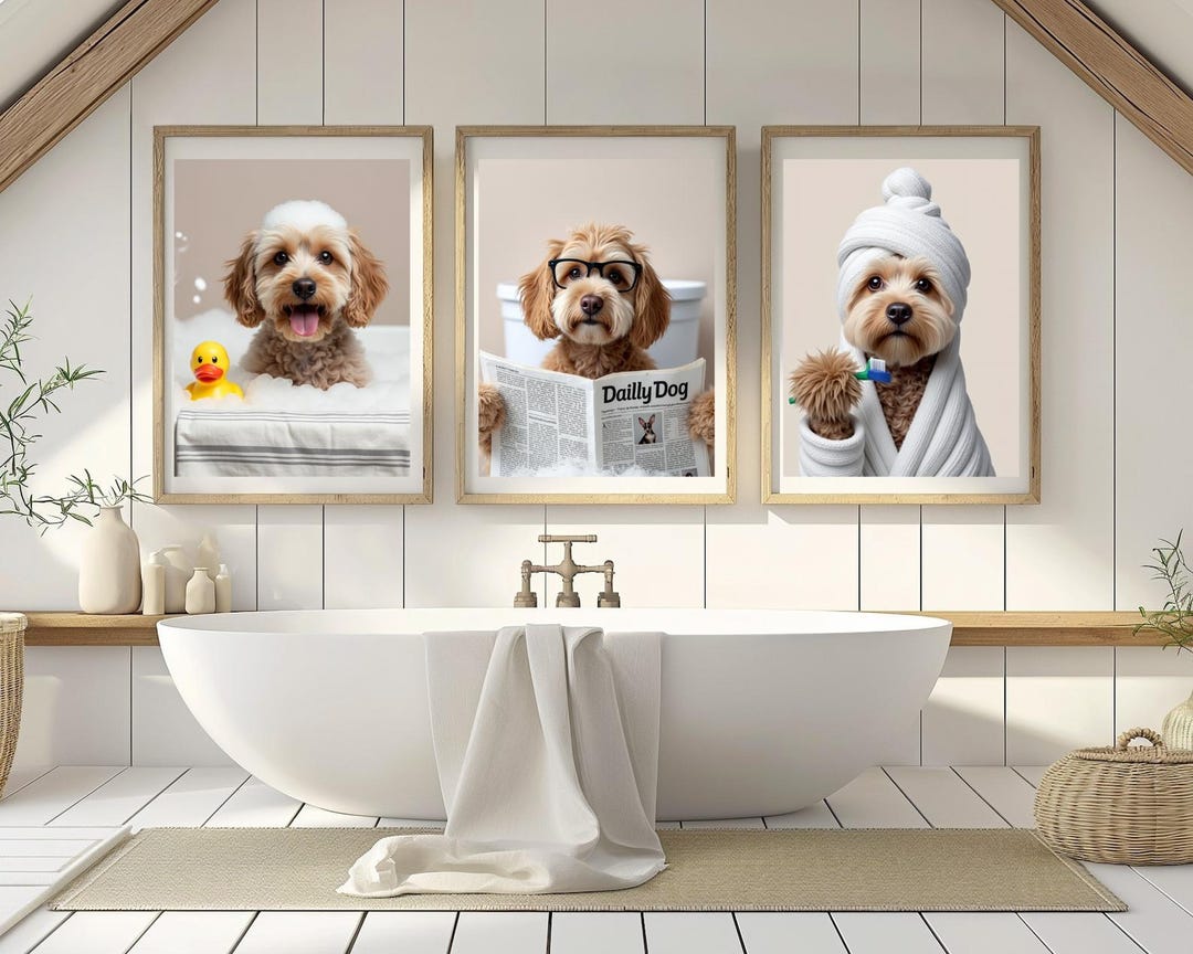 Custom Pet Portraits, Dog in Toilet, Pet in Bathtub, Funny Pet Portrait ...