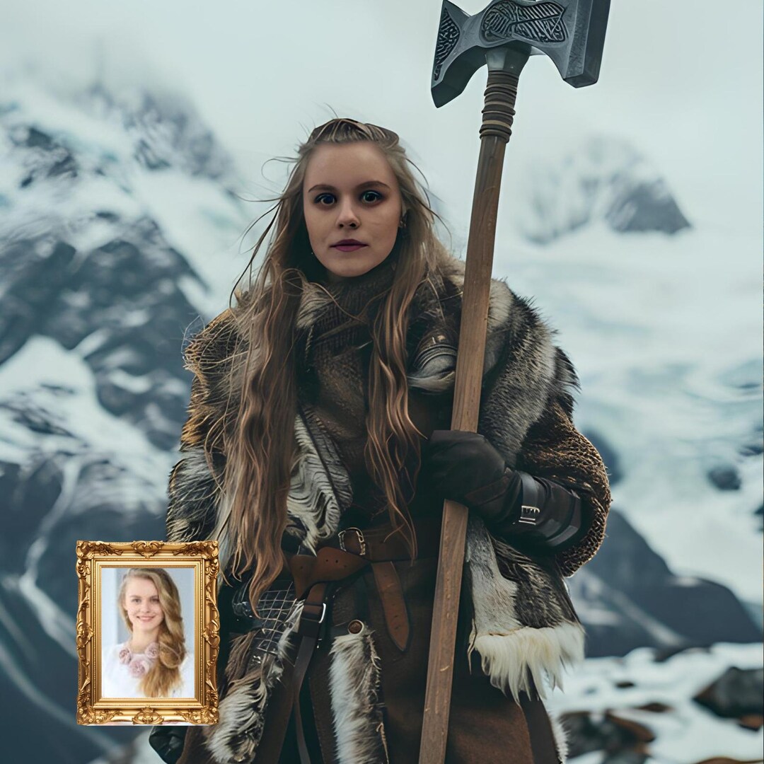 Custom Viking Portrait From Photo, Personalized Scandinavian Woman ...