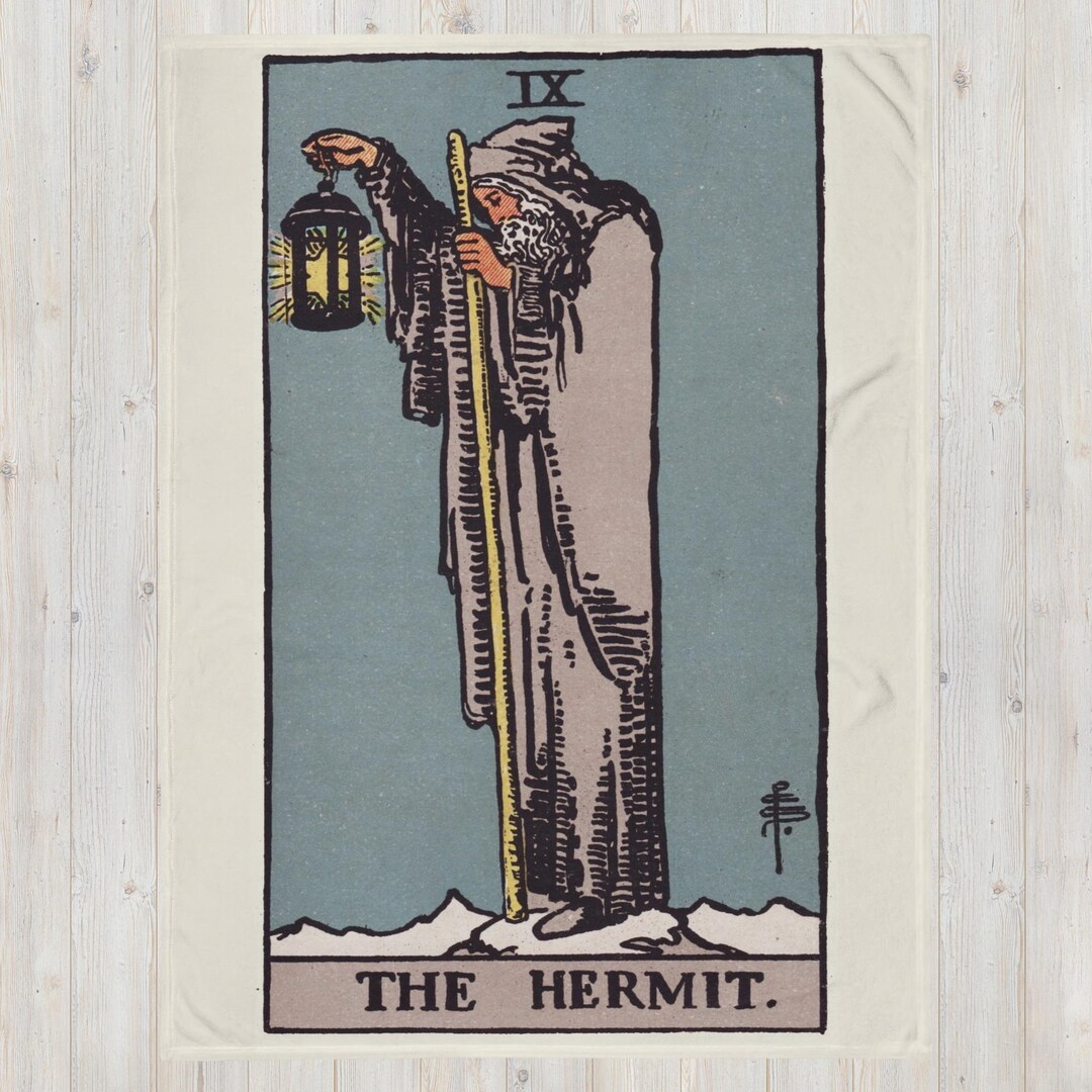 The Hermit Tarot Card Large Blanket – Introspection & Tranquility Boho ...