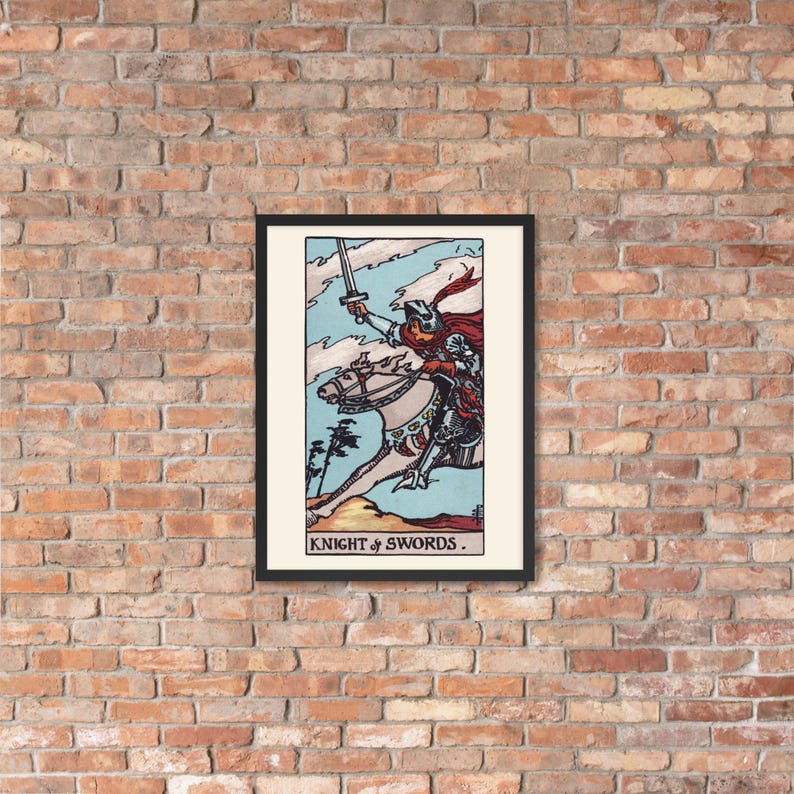 Knight of Swords Tarot Card Art Print – Framed Wall Decor for Spiritual ...