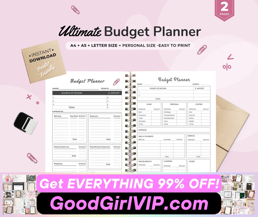 Budget Planner, Monthly Budget Planner, Paycheck Budget Tracker, Weekly ...