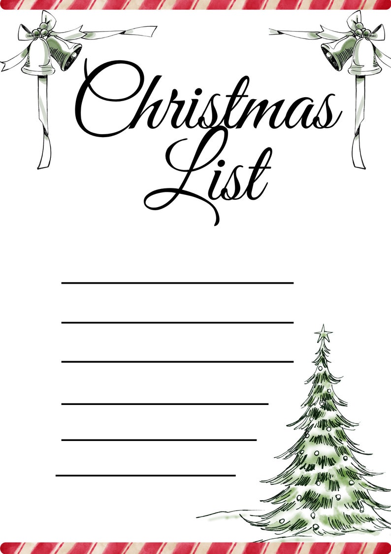 Kids Printable PDF Christmas List, Santa's Christmas List - Etsy