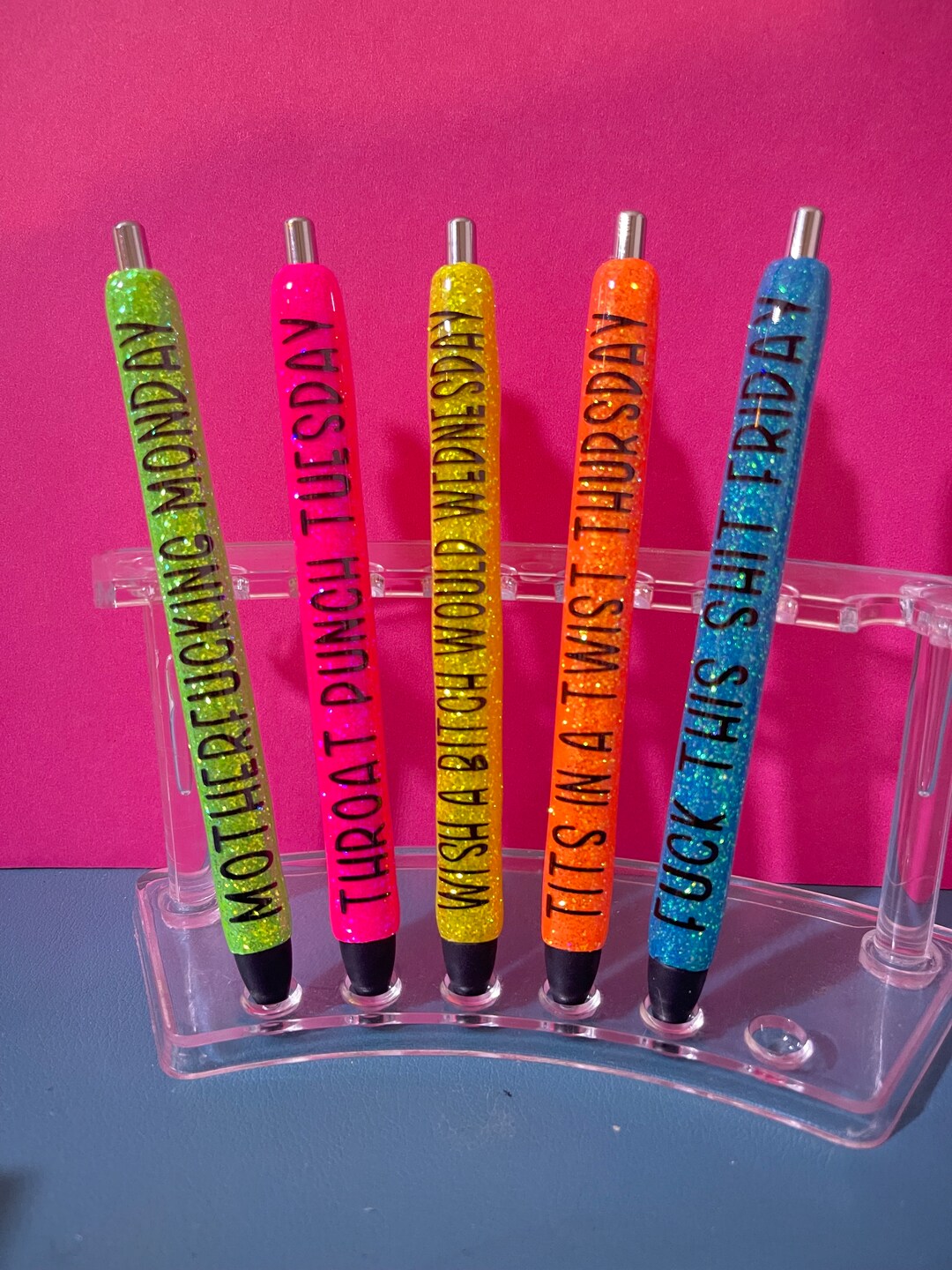Curse Word Weekday Glitter Gel Pen Set Custom Offensive Stationery ...