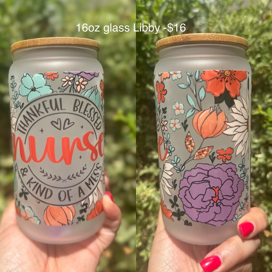 Nurse Theme Libbey Tumbler Custom Glitter Cups Nurse Gifts Handcrafted ...