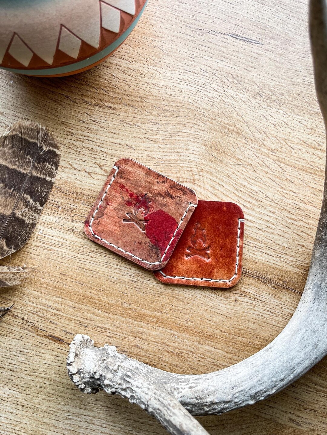 EDC COIN SLIP | Marbled Shell Cordovan Challenge Coin Leather Slip ...
