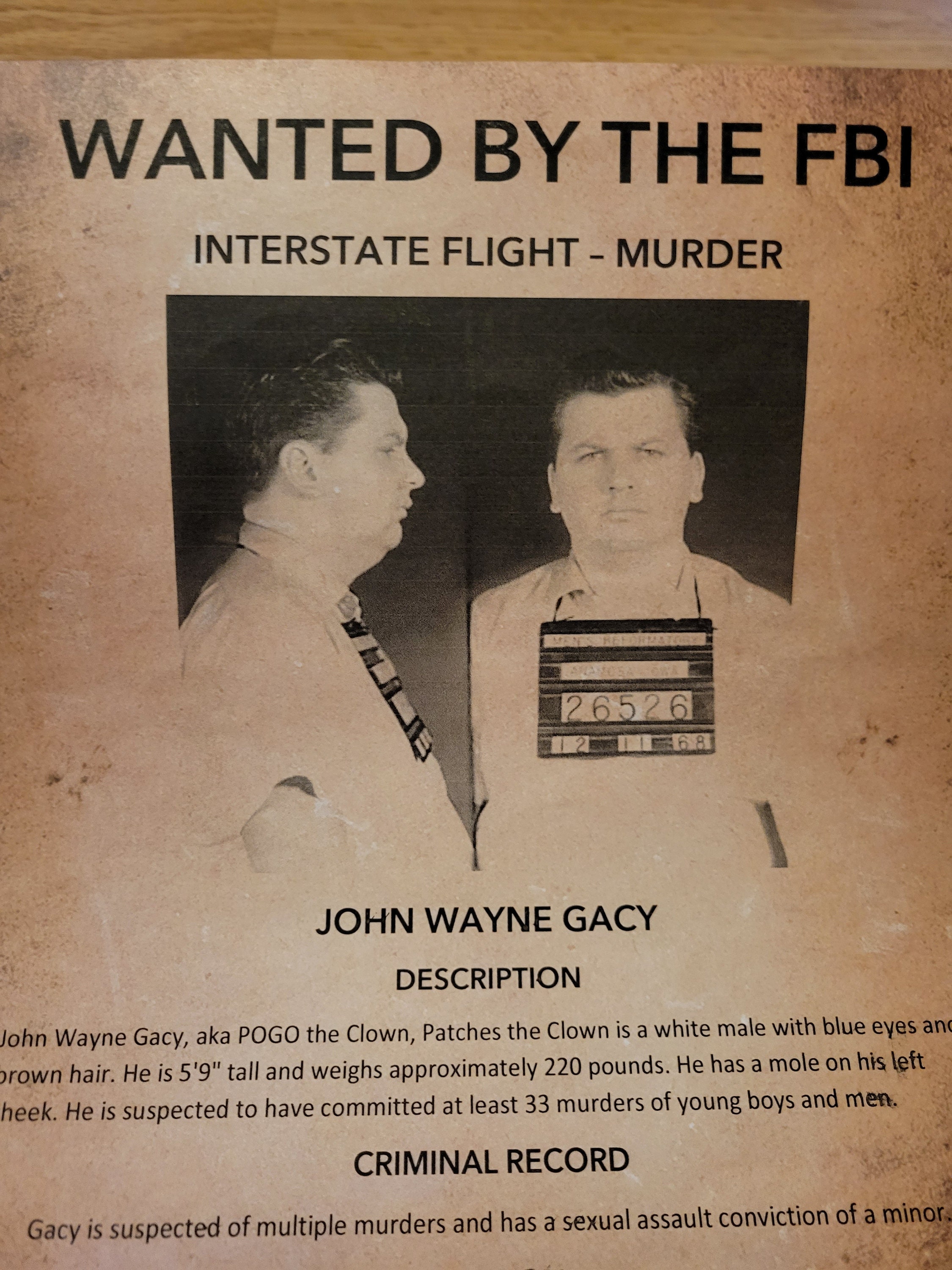 John Wayne Gacy Wanted Poster Interstate Flight - Etsy Australia
