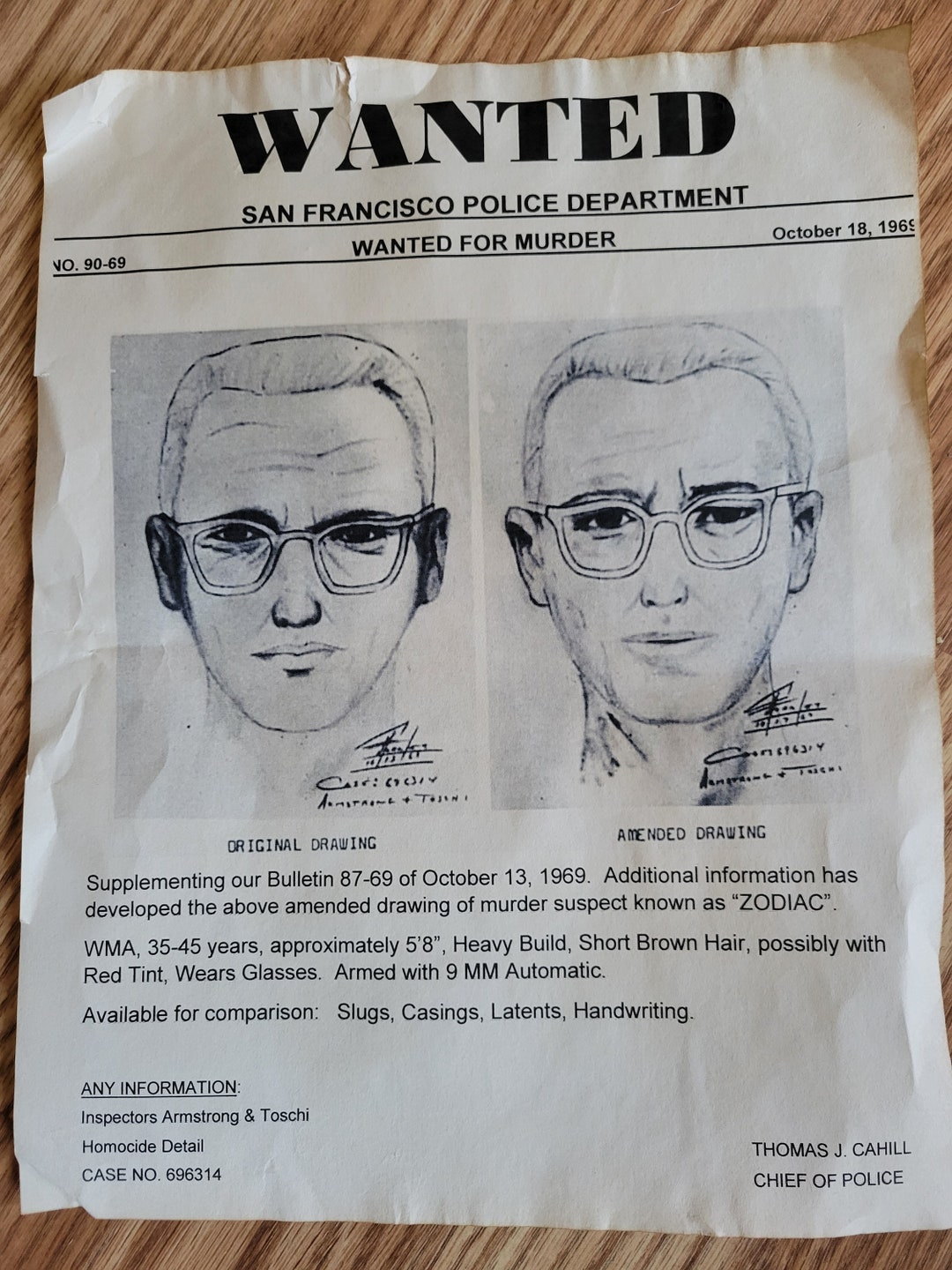 The Zodiac Killer Wanted Poster - Etsy