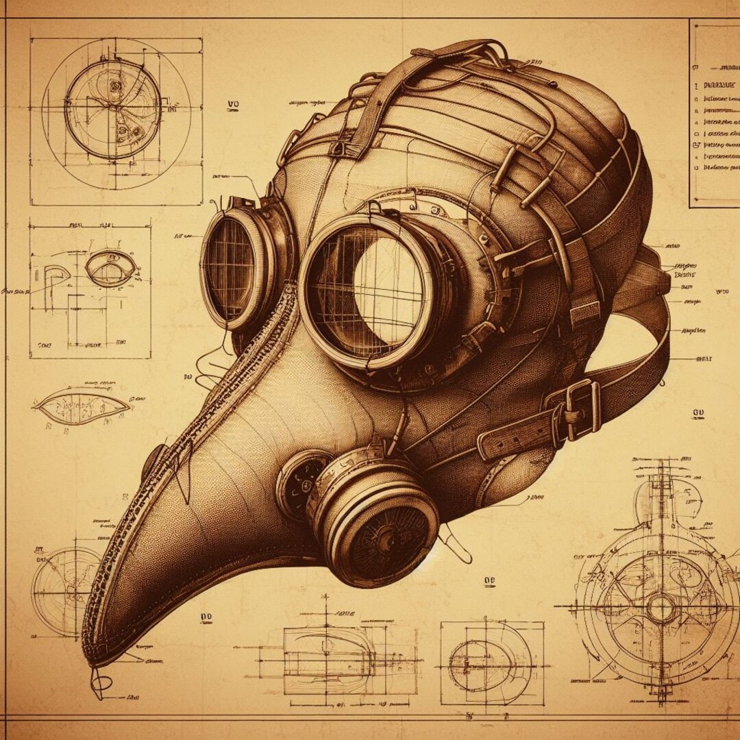 Plague Mask Diagram 3 - Etsy