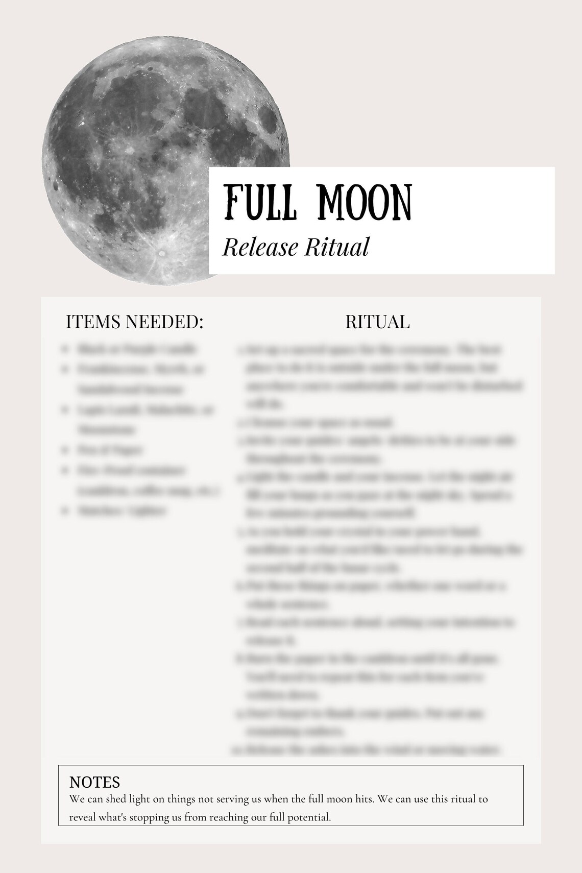 Full Moon Release Ritual | Full Moon Ritual | Release Ritual - Etsy