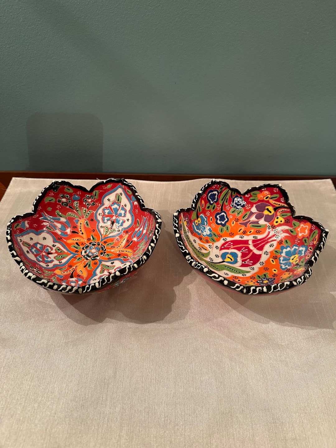 Set of 2 Ceramic Hand Painted Bowl. - Etsy