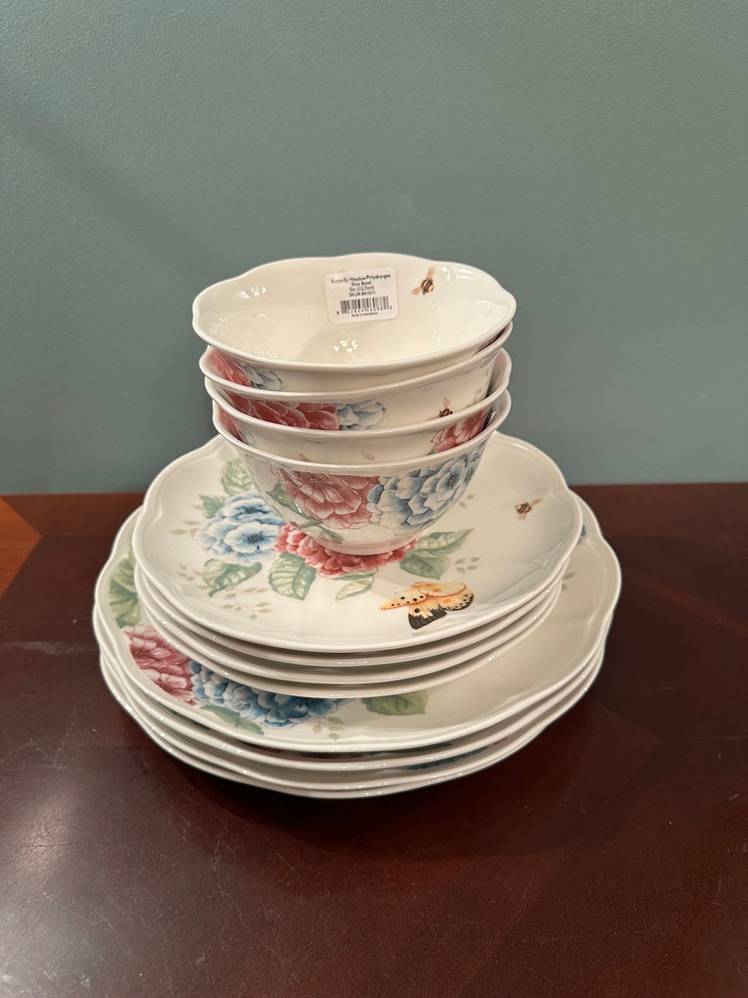 Lenox Butterfly Meadow Hydrangea 12 Pc. Dinnerware Set, Service for 4 ...