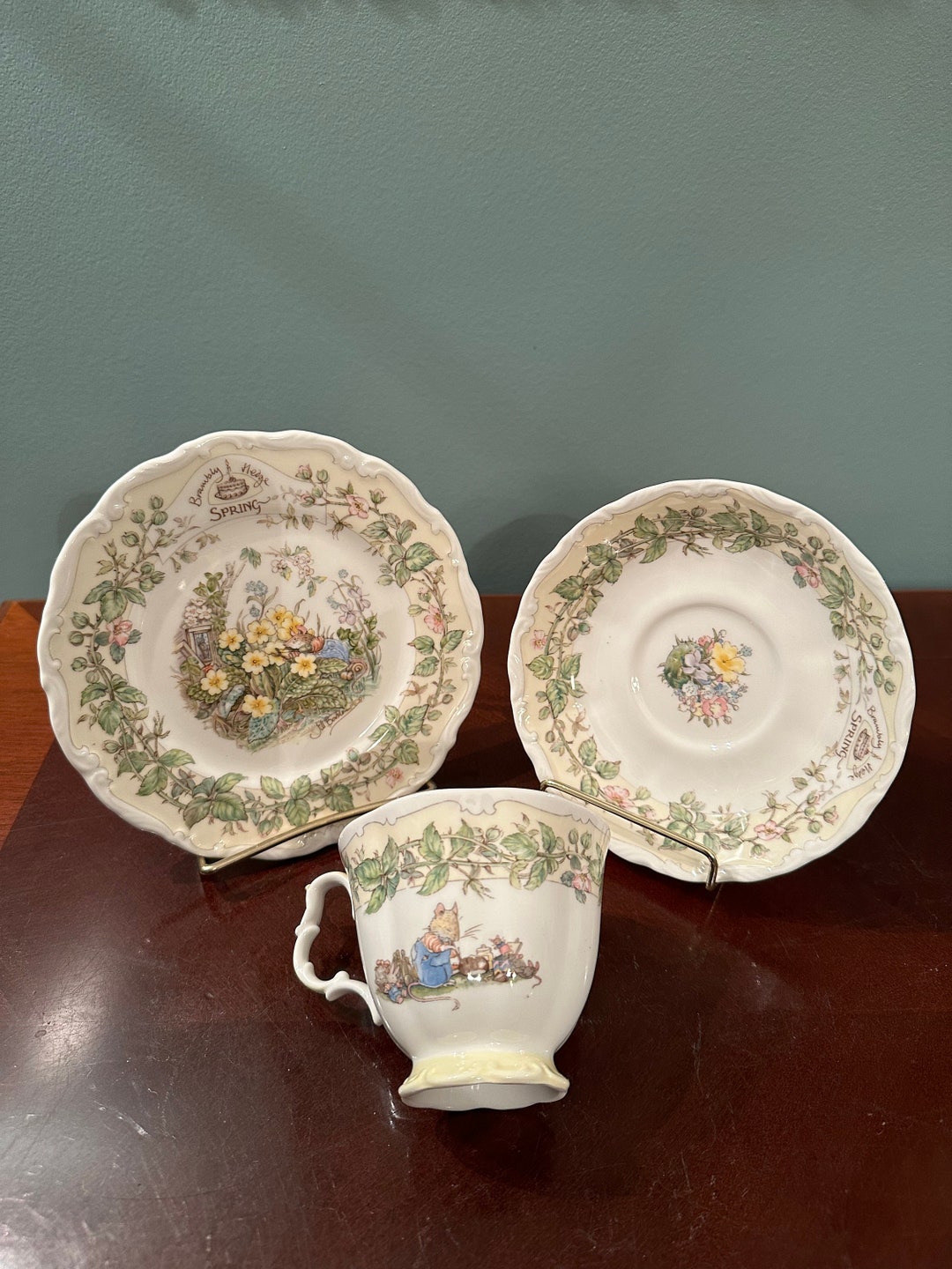 Royal Doulton Brambly Hedge Spring Tea Cup Saucer Plate Trio, Made in ...