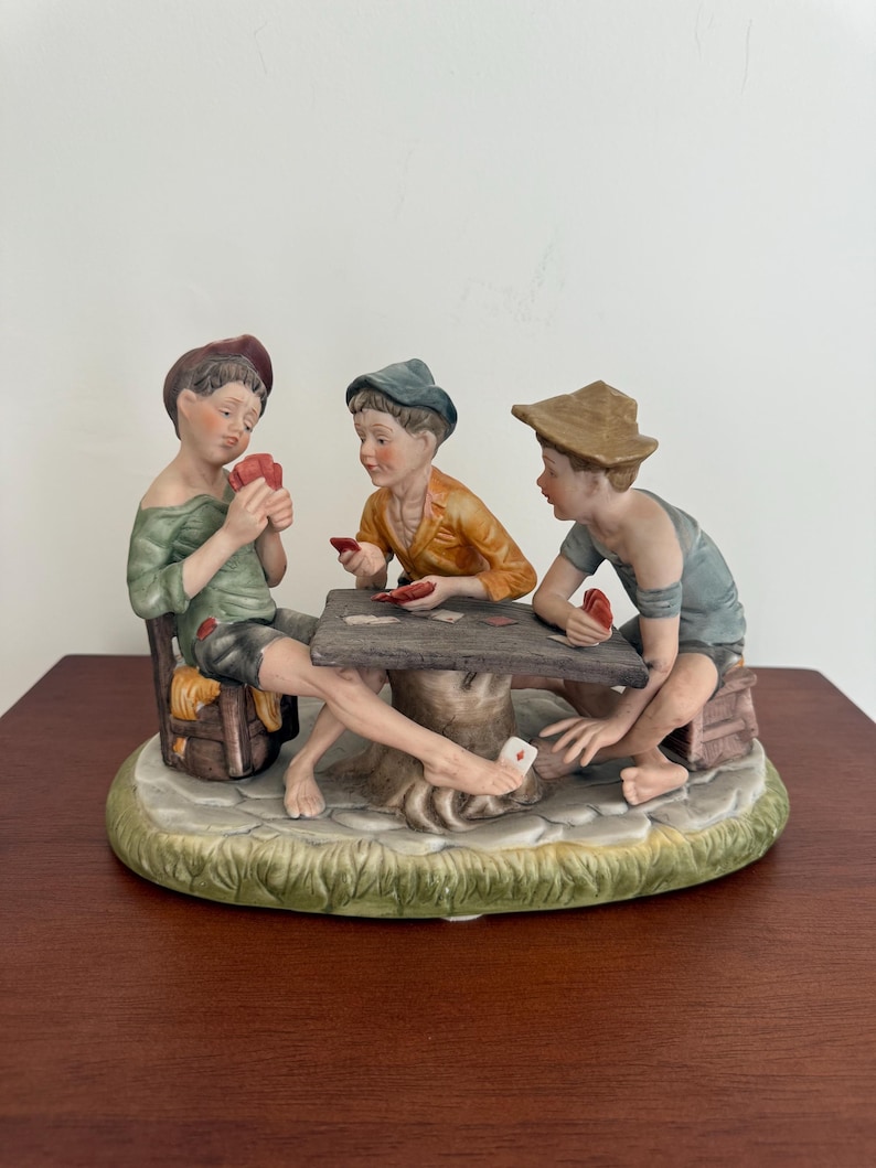 Vintage Capodimonte Porcelain Figurine “ the Cheaters Playing Cards” - Etsy