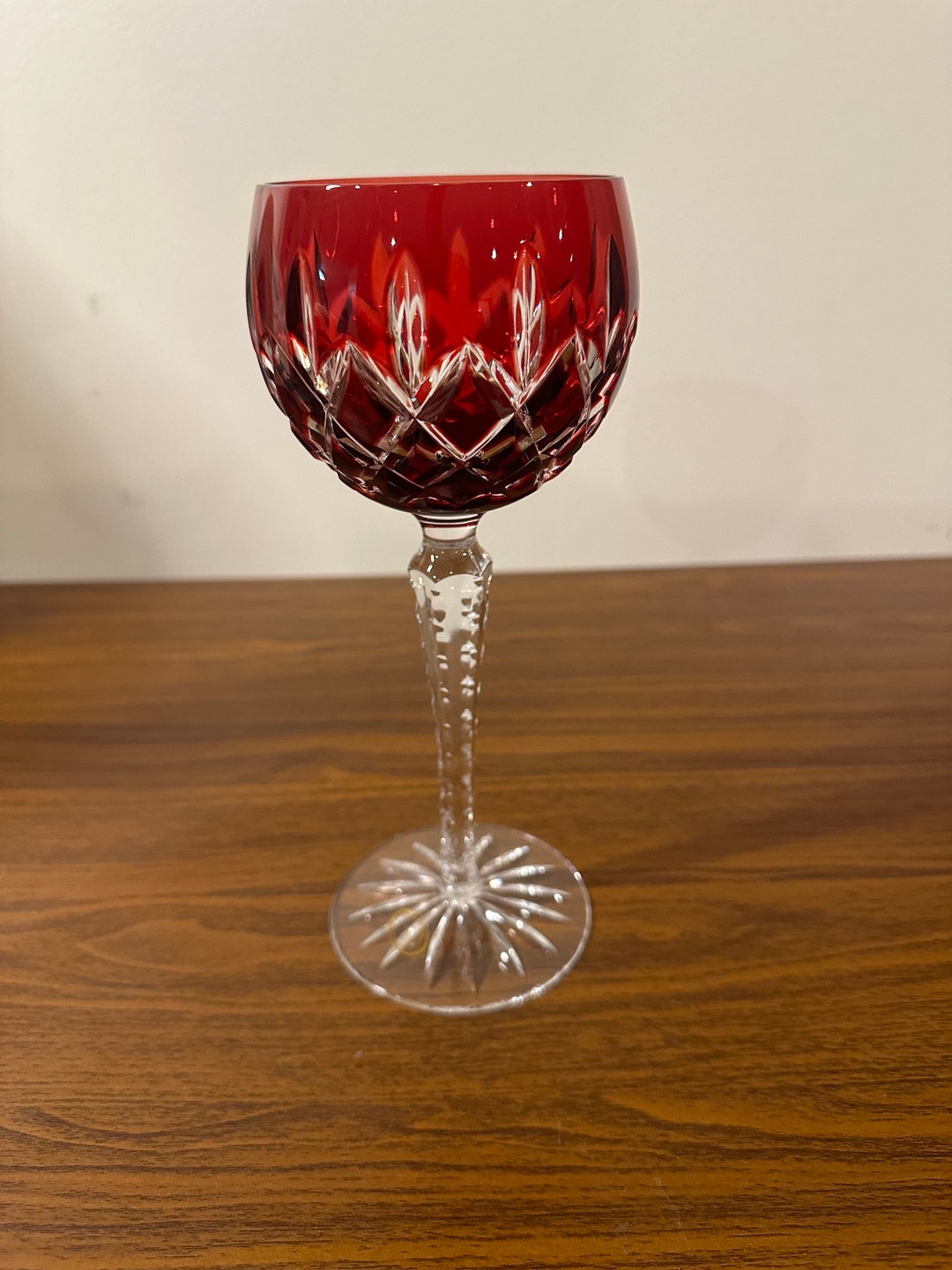 Ajka Arabella Crystal Ruby Red Hock Wine Glass /vintage Cut to Clear ...