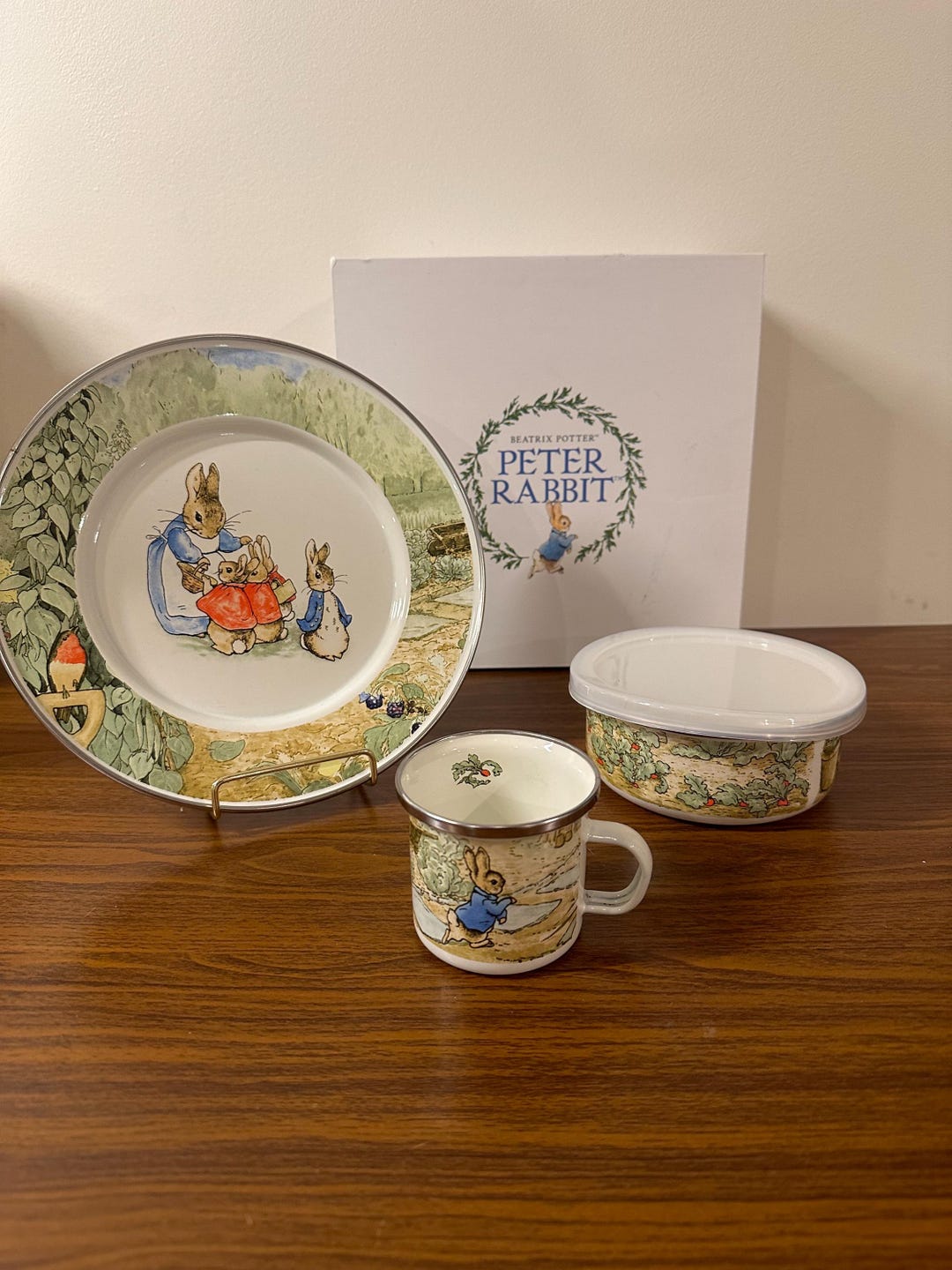 Golden Rabbit Enamelware Peter Rabbit 3-piece Child Dinner Set - Etsy