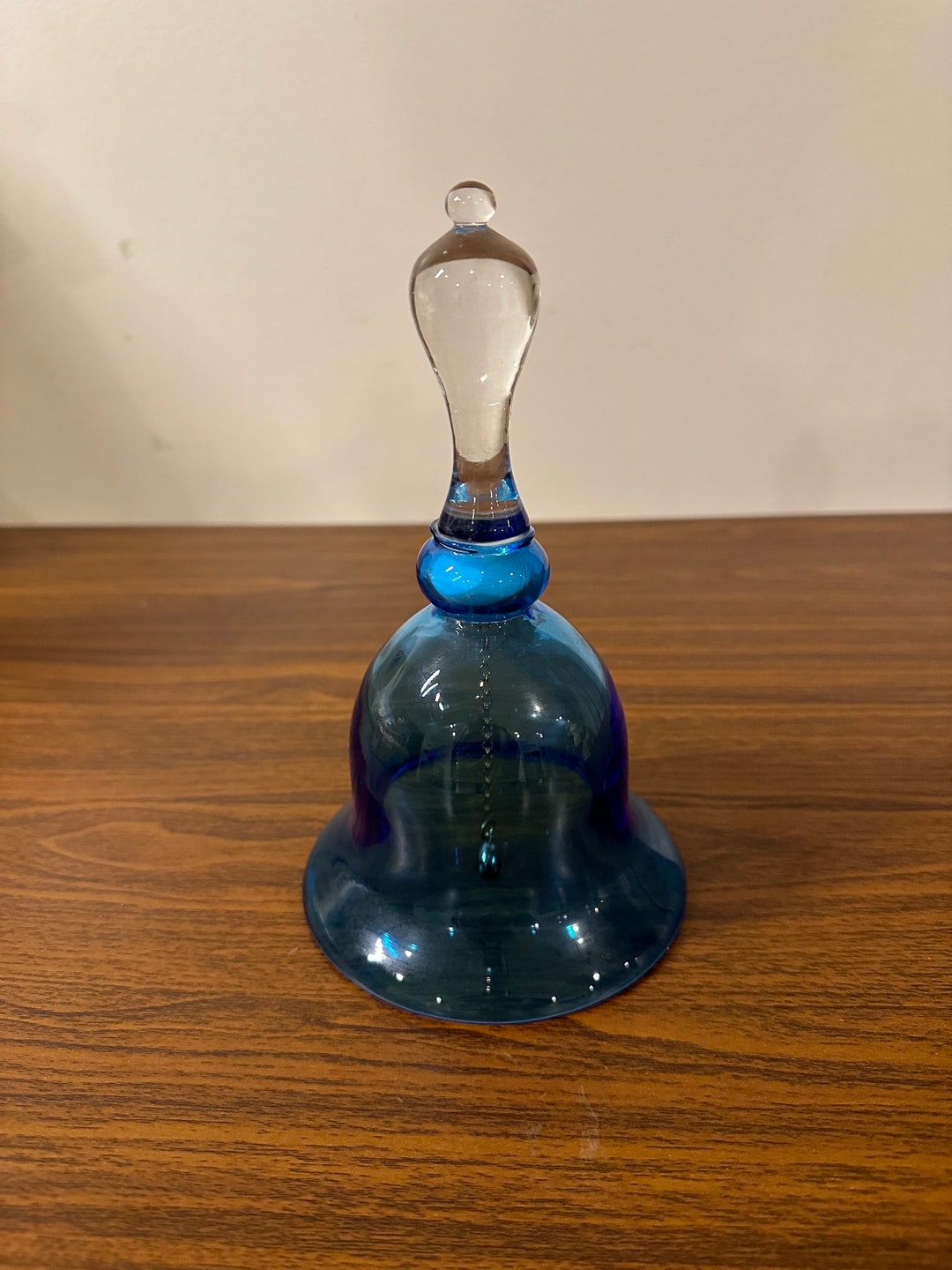 Vintage Hand Blown Blue Art Glass Dinner Bell - Etsy