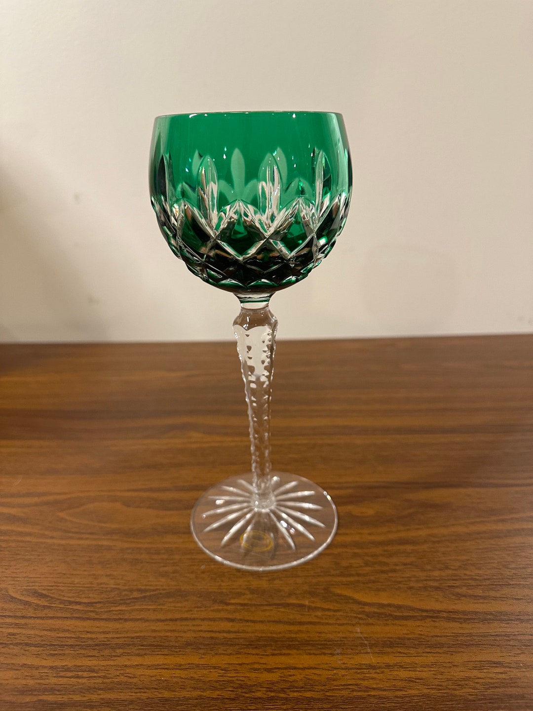Ajka Arabella Crystal Emerald Green Hock Wine Glass/ Vintage Ajka Cut ...