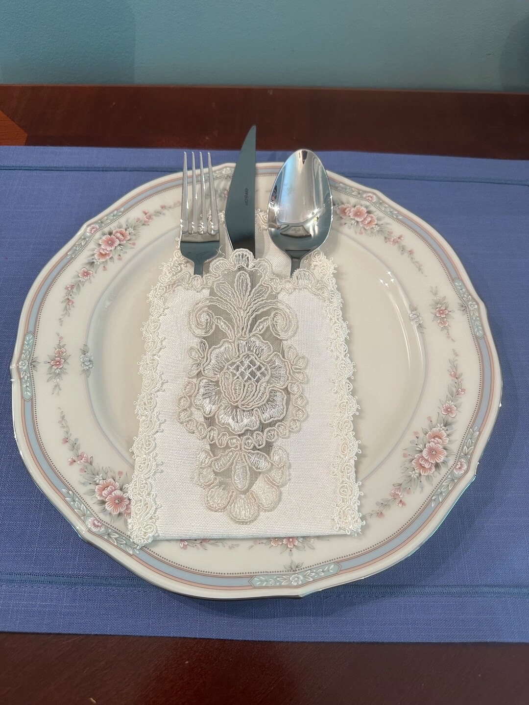 Set of 8 Hand Made Cutlery Holders With Lace. - Etsy
