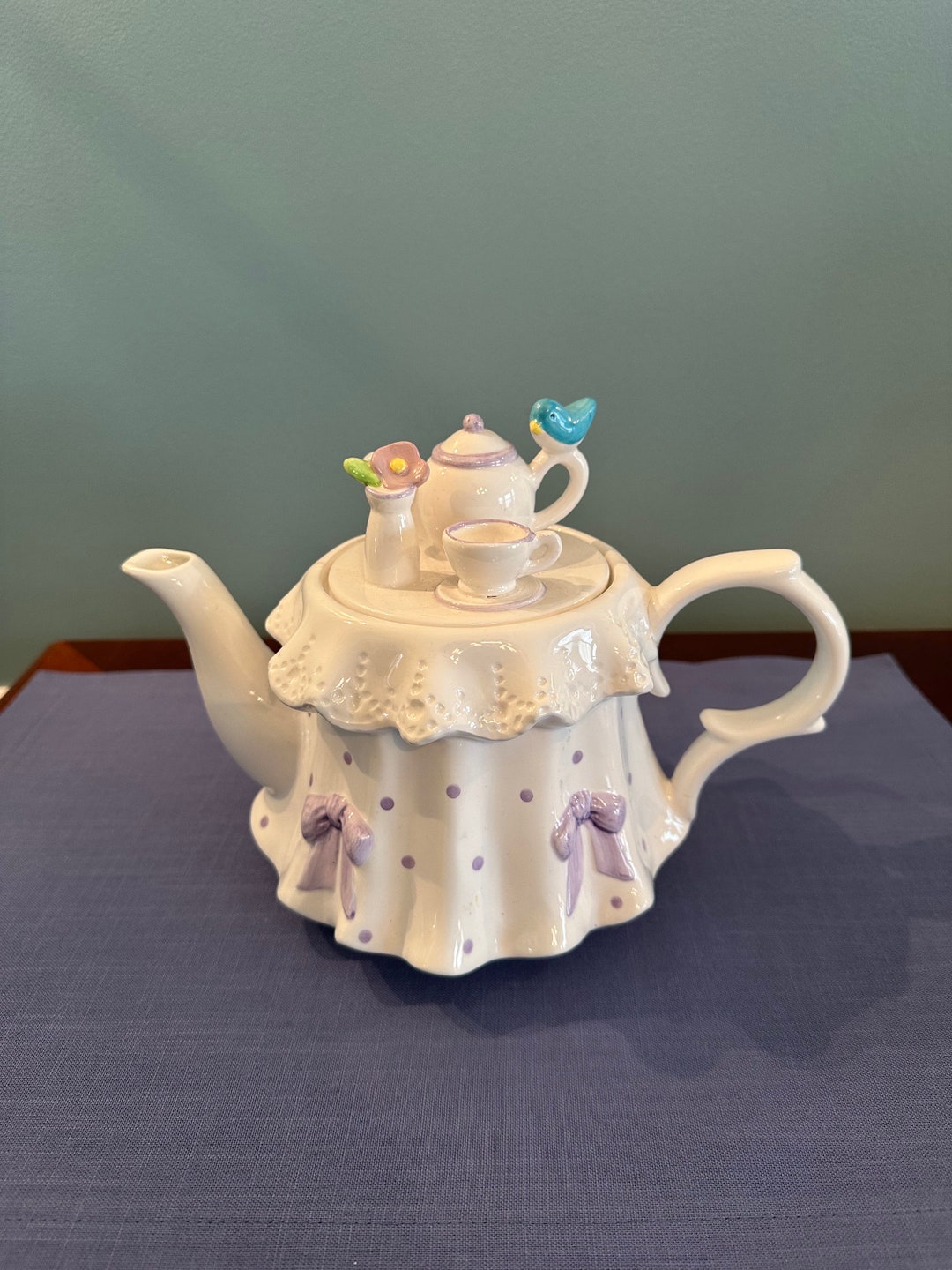 Vintage the Tea Party Teapot, Teleflora Company Tea Pot, 1980s, Purple ...