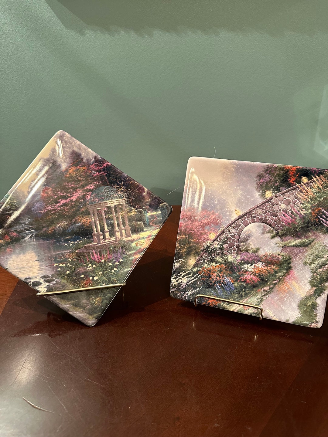 Set of 2 Thomas Kinkade Square Plates. 1st 3rd Issues in Illuminations ...