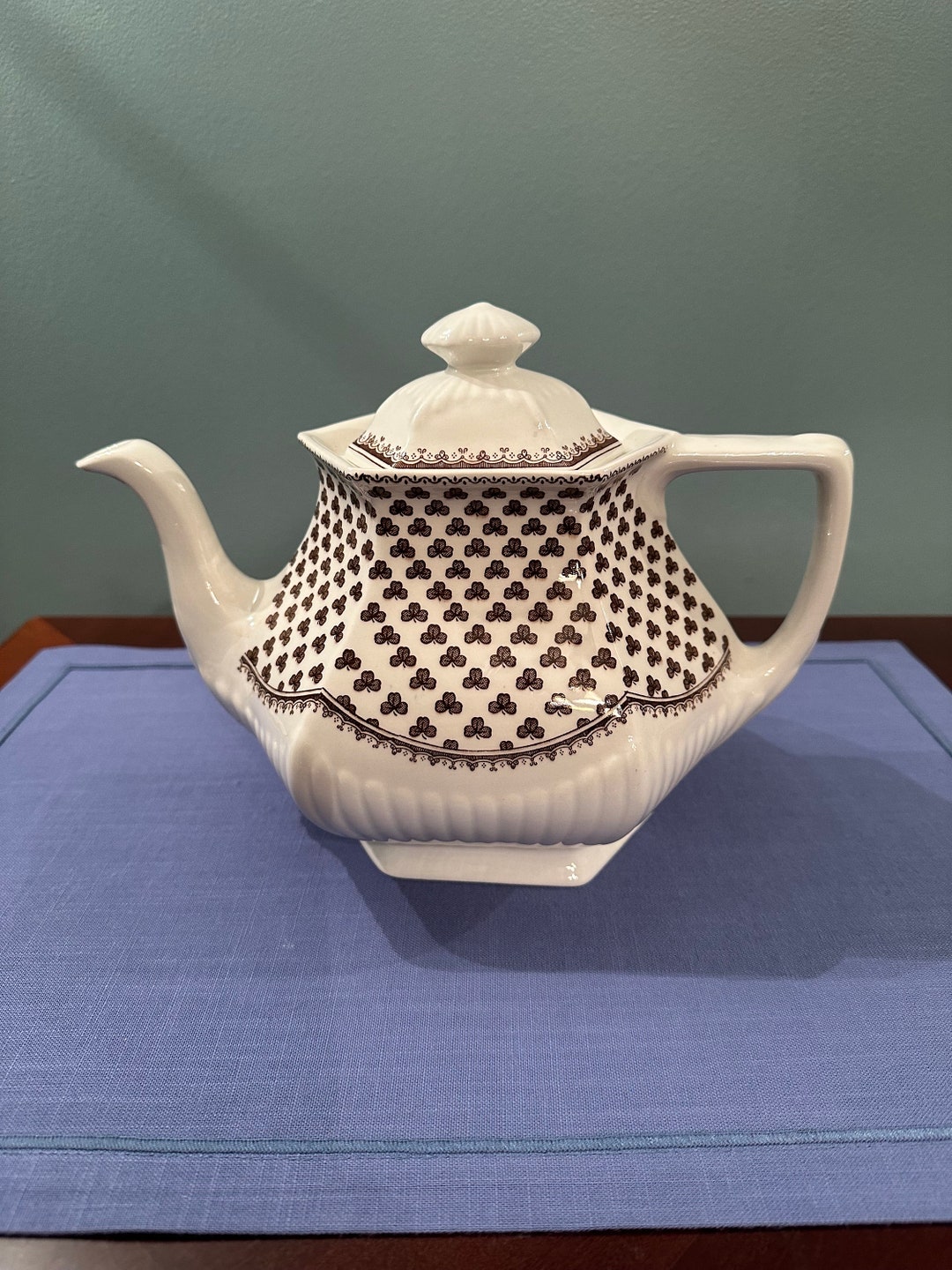 Vintage Real English Ironstone Adams "sharon" Shamrock Design Teapot ...