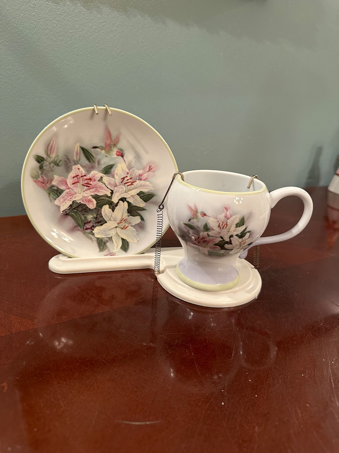 Vintage Lena Liu Hummingbird and Lilies Tea Cup and Saucer - Etsy