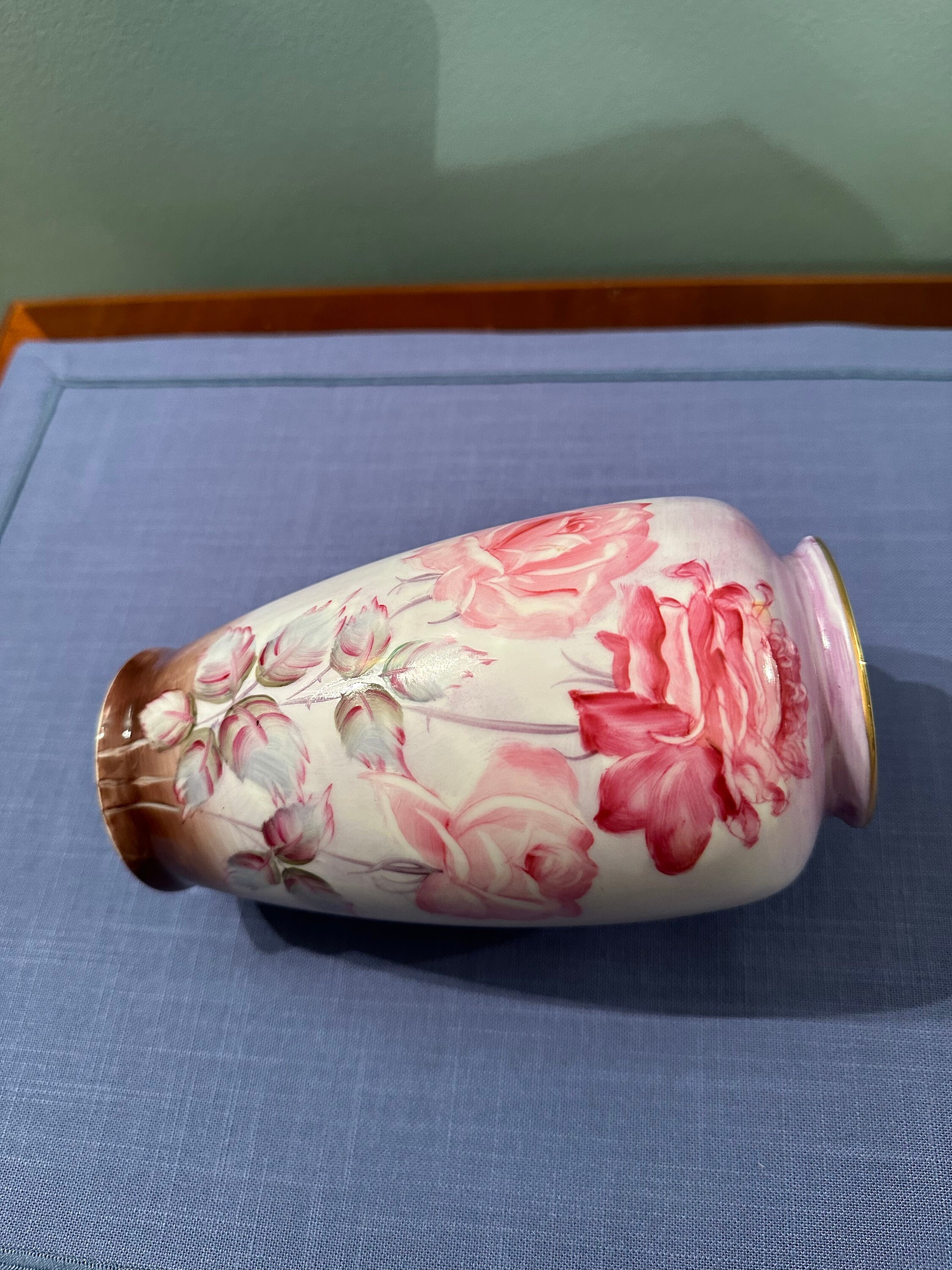 Nippon Hand Painted Pink Roses Vase - Etsy