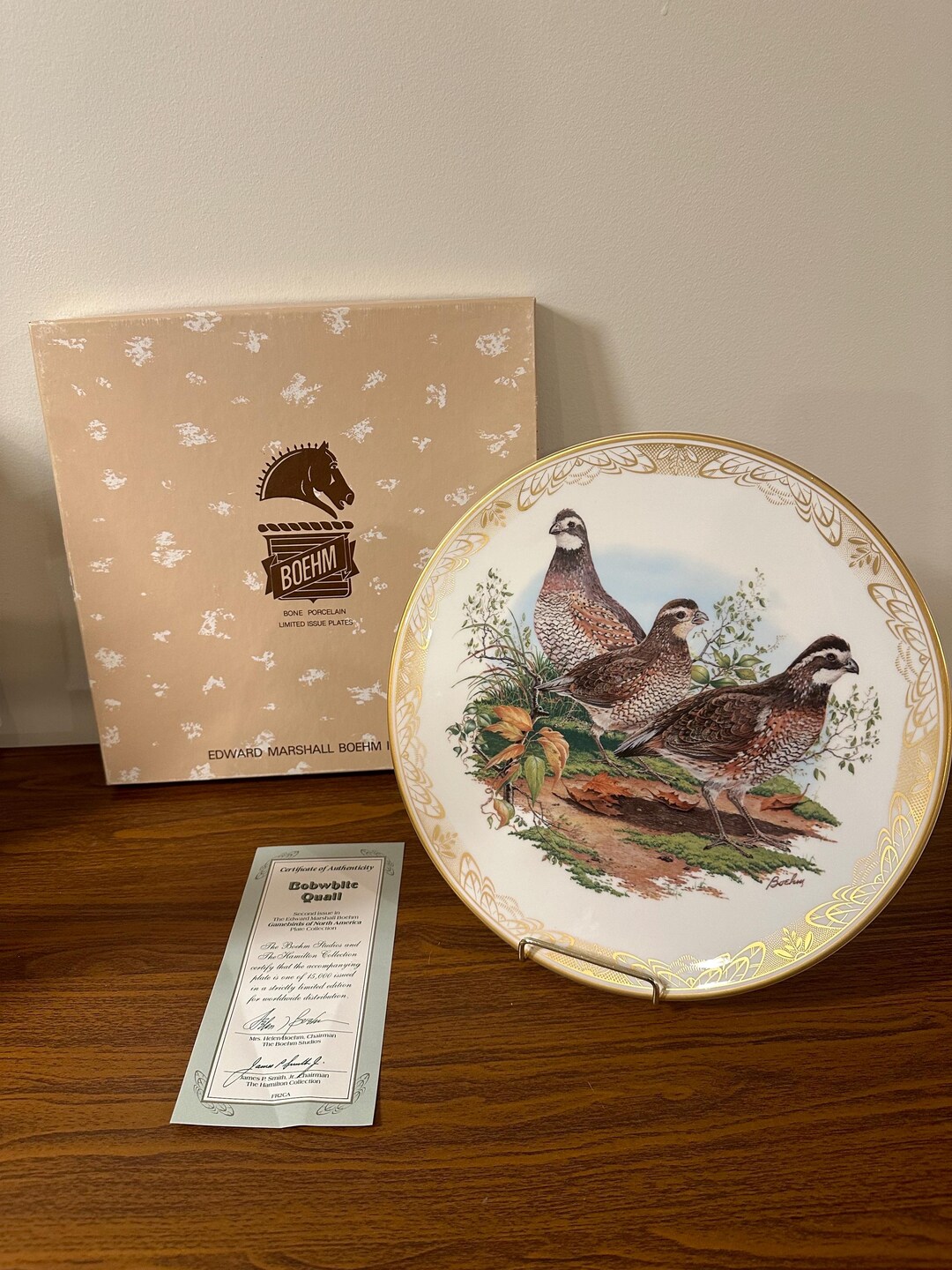 Vintage Bone China bobwhite Quail Plate the Boehm Studios Gamebirds of ...