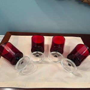 Vintage Set of 4 Luminarc France Ruby Red Wine Glasses - Etsy