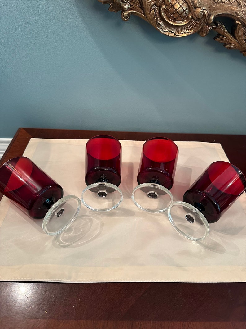 Vintage Set of 4 Luminarc France Ruby Red Wine Glasses - Etsy