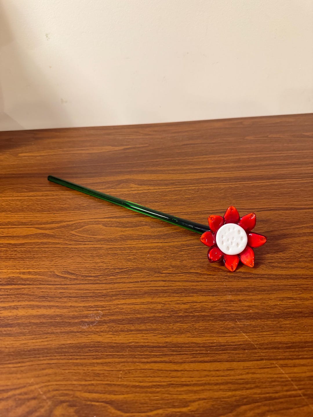 Hand Blown Murano Glass Style Red Glass Flower - Etsy