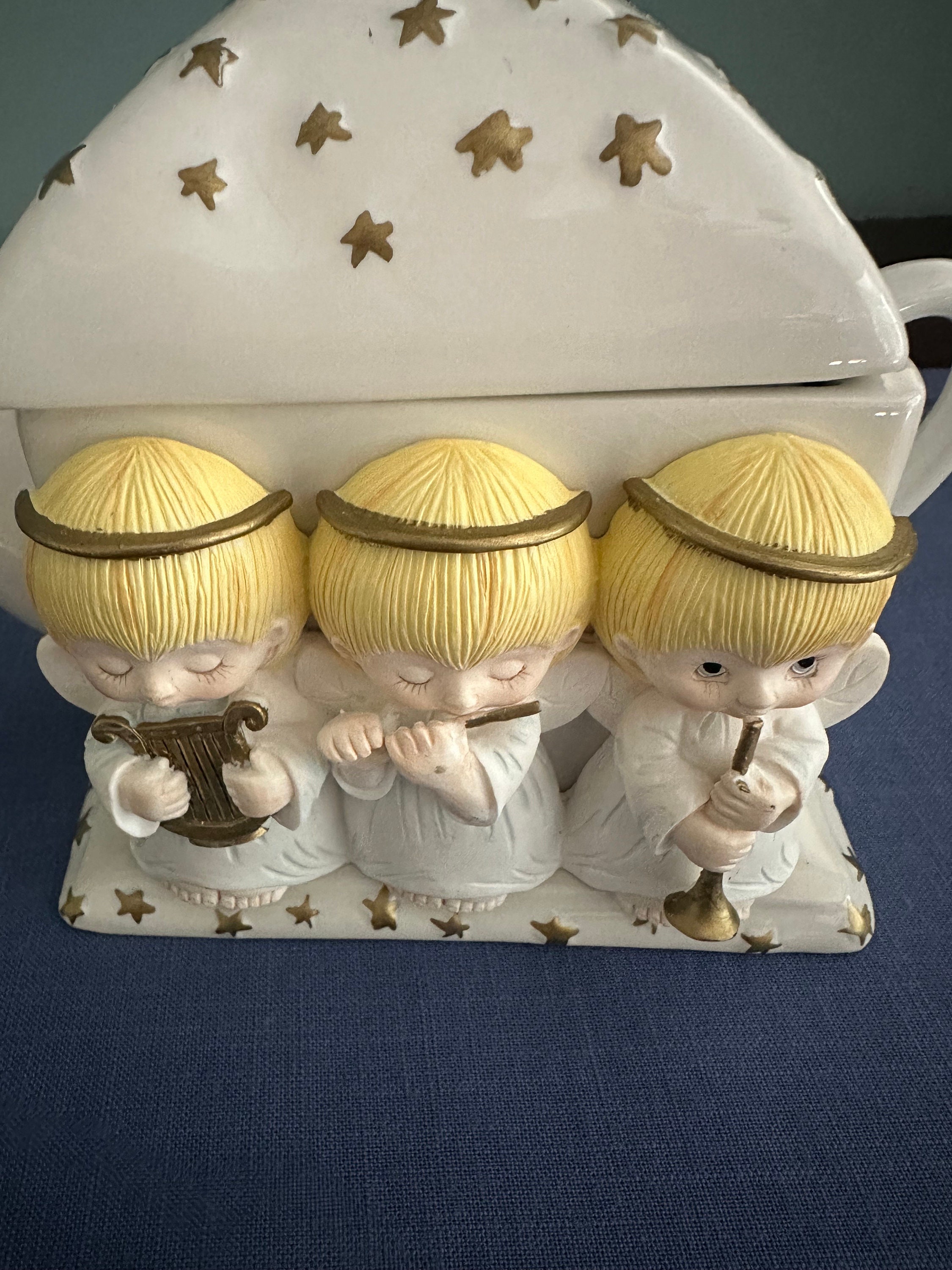 Vintage Hallmark Gourmet Gifts Three Angels Porcelain Teapot Vintage Hallmark Gourmet Gifts Three Angels Porcelain Teapot