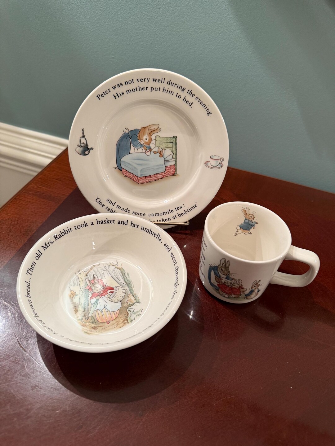 Beatrix Potter Peter Rabbit 3 Piece Nursery Set by Wedgwood Mug, Plate ...