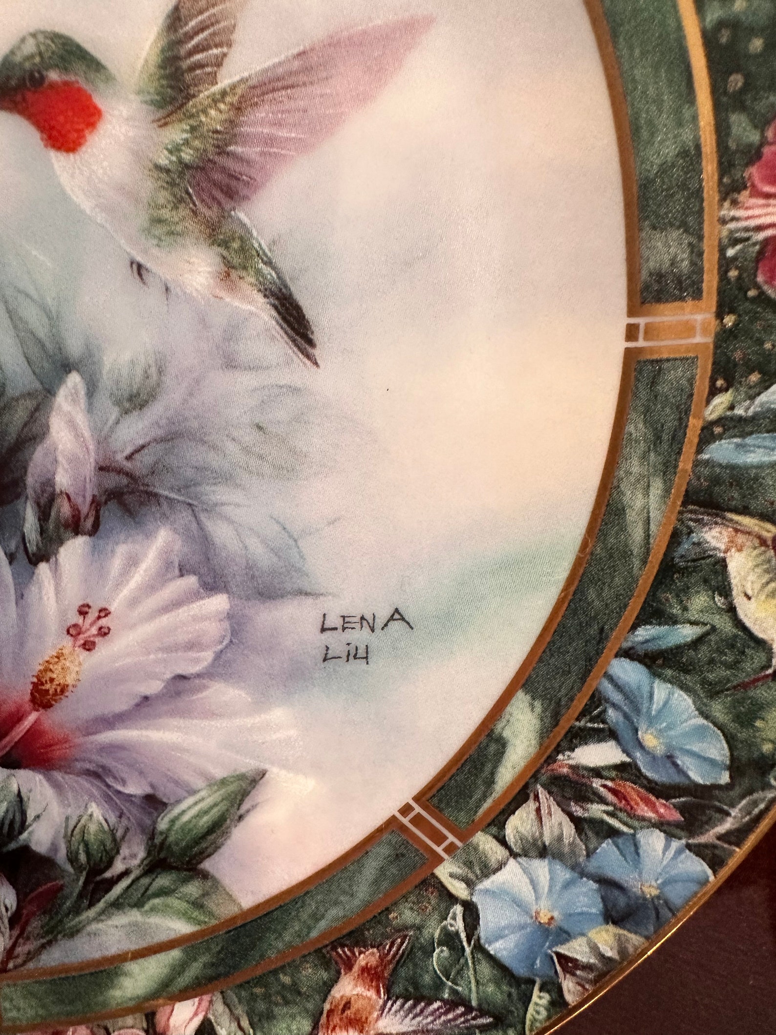 Vintage Lena Liu Hummingbird Plate - Etsy